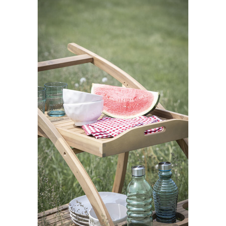 Camarera con ruedas de madera acacia Mykonos 105x56x78 cm | Casa Viva