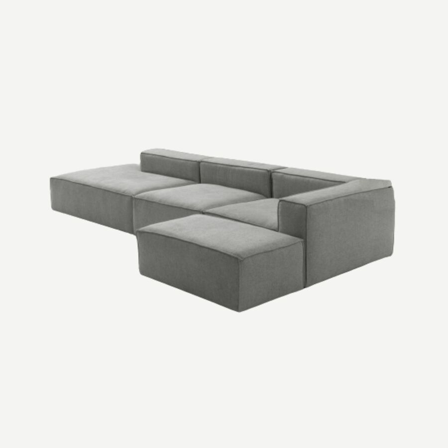 Sofá modular con chaise longue gris Arlo 350x170cm Clau&Chloe | Casa Viva