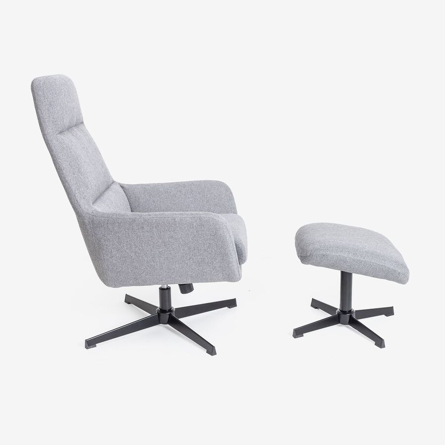 Butaca reclinable con reposapies gris Aston | Casa Viva