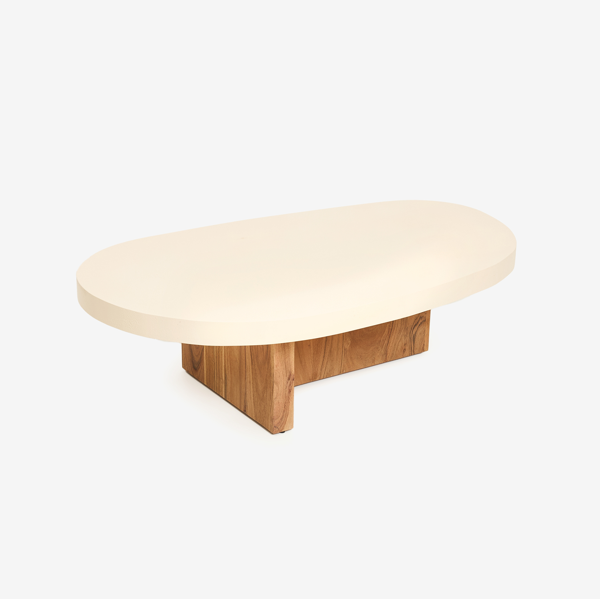 Mesa de centro de microcemento y madera de acacia Balin 105x60x30cm ...