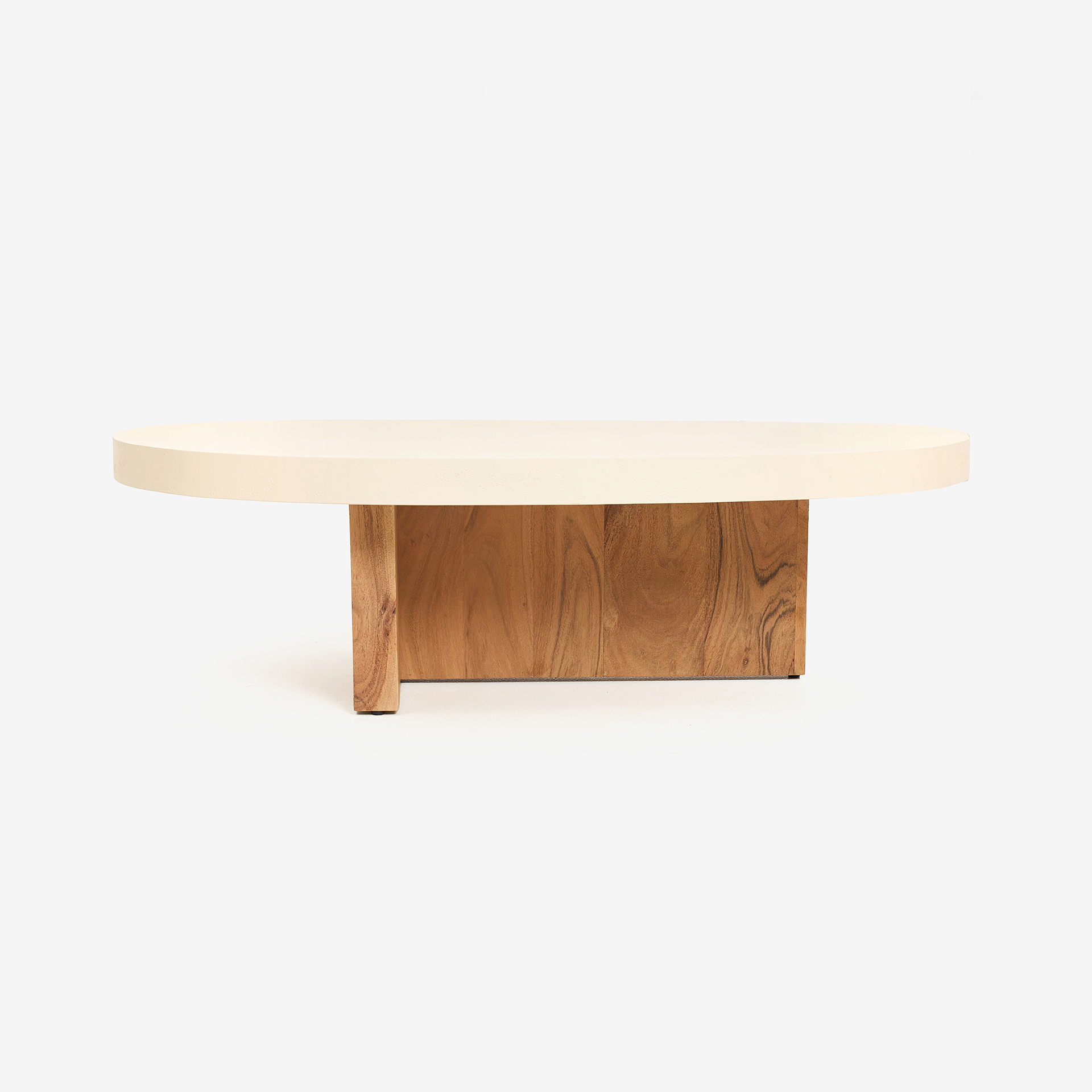 Mesa de centro de microcemento y madera de acacia Balin 105x60x30cm ...