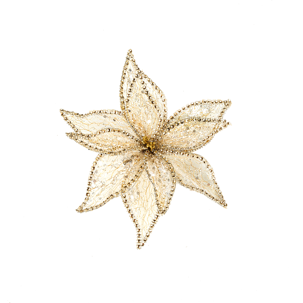 Flor decorativa dorada 20cm | Casa Viva