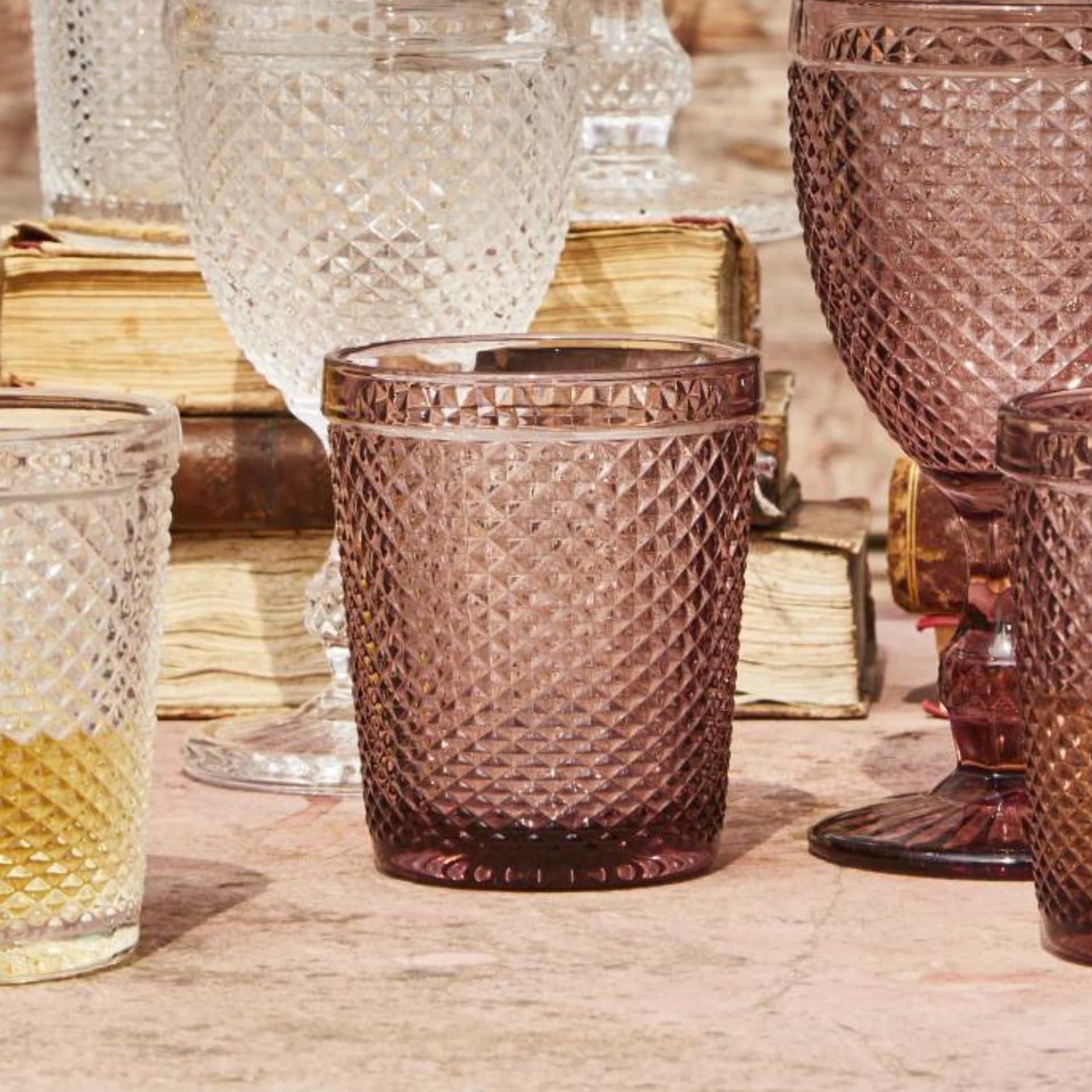 Vaso cristal rosa Diamante 30cl | Casa Viva